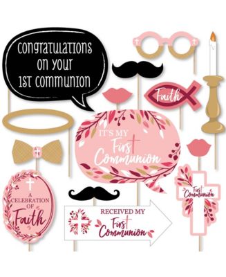 Big Dot of Happiness First Communion Pink Elegant Cross - Girl ...