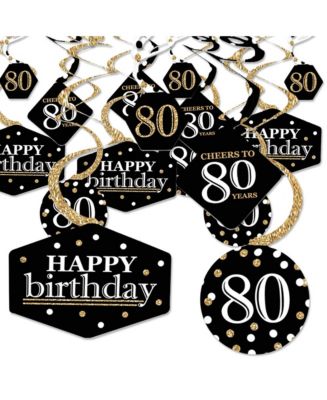 Adult 80th Birthday - Gold - Hanging Decor - Party Decoration Swirls ...