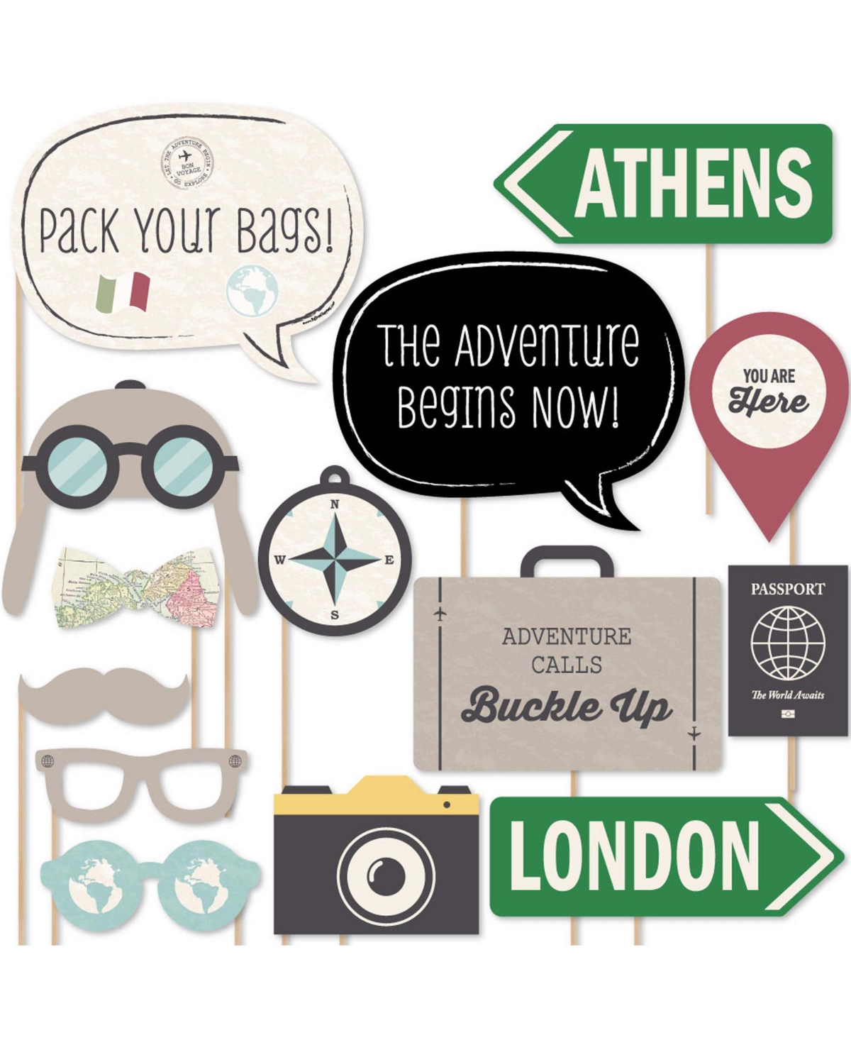 Big Dot of Happiness World Awaits - Travel Party Photo Booth Props Kit ...