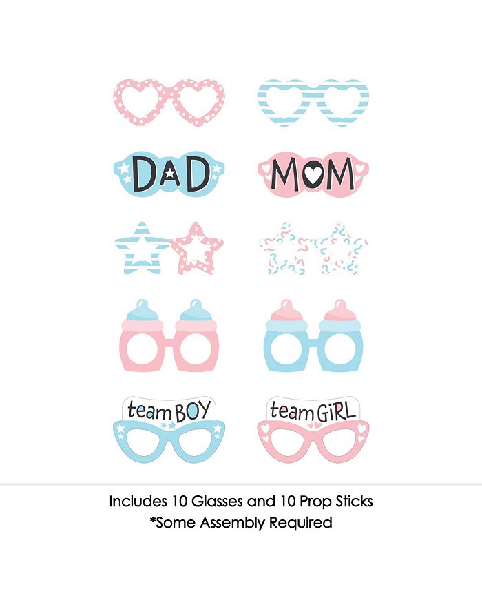Big Dot of Happiness Baby Gender Reveal Glasses - Paper Card Stock ...