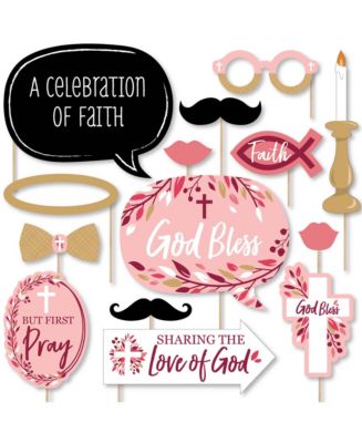 Pink Elegant Cross - Girl Religious Party Photo Booth Props Kit - 20 ...