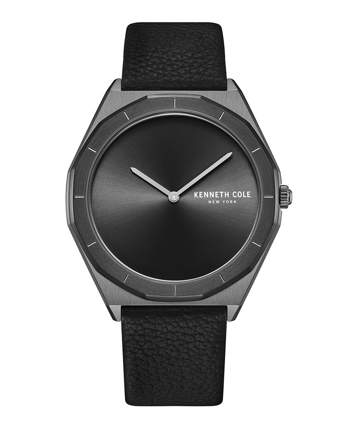 Kenneth Cole New York Men's Modern Classic Black Genuine Leather Strap ...