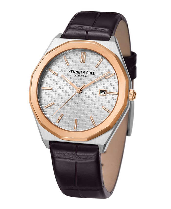 Kenneth Cole New York Men's Modern Classic Brown Dark Genuine Leather ...