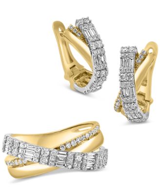 EFFY® Diamond Crossover Hoop Earrings & Statement Ring Collection in ...