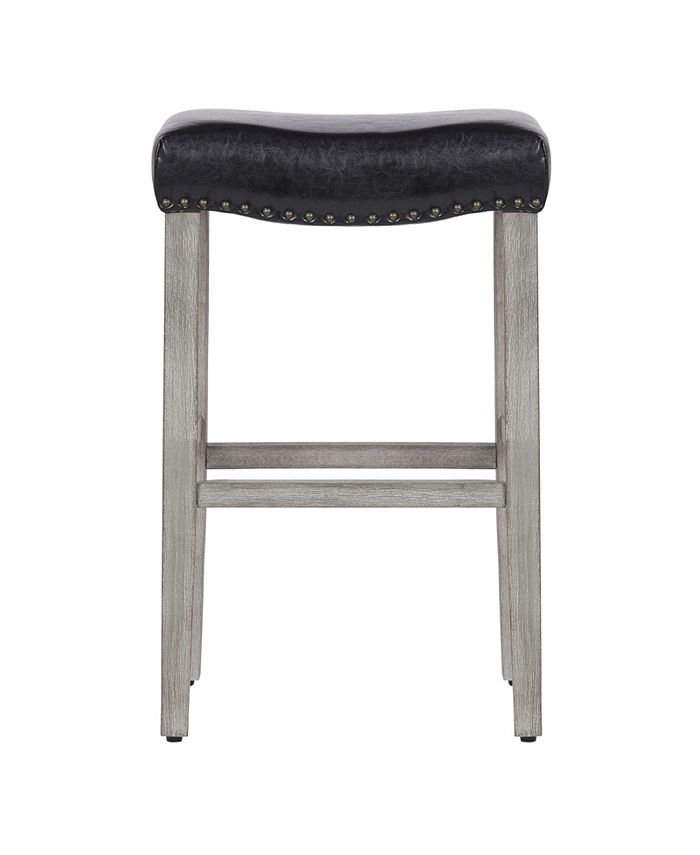 WestinTrends 29" Upholstered Saddle Seat Faux Leather Bar Stool (Set of ...