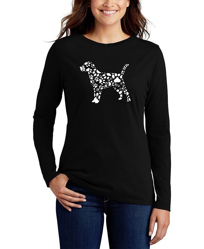LA Pop Art Women's Dog Paw Prints Word Art Long Sleeve T-shirt - Macy's