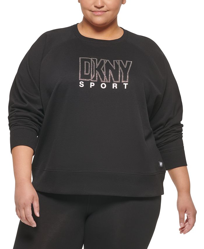 DKNY Plus Size Rhinestone-Outline Logo Sweatshirt - Macy's