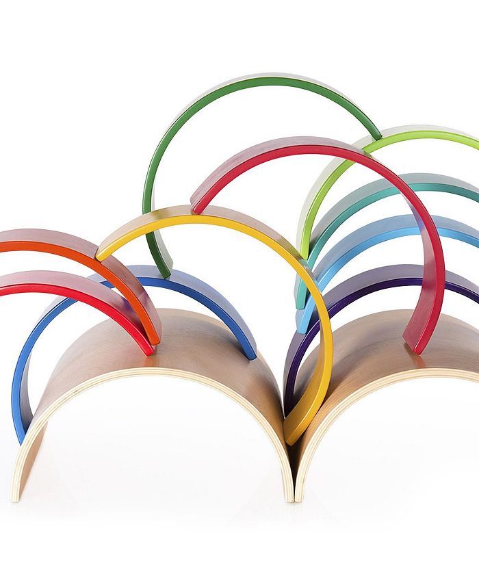 Kaplan Early Learning Colorful Wooden Rainbow Arches and Tunnels - 12 ...