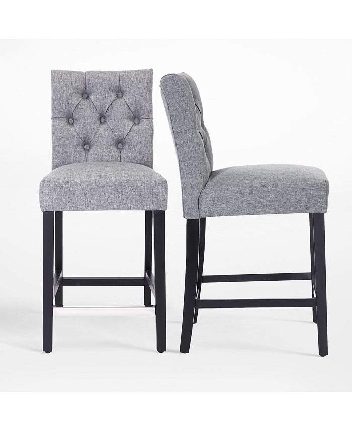 WestinTrends Linen Fabric Tufted Counter Stool (Set of 2) - Macy's