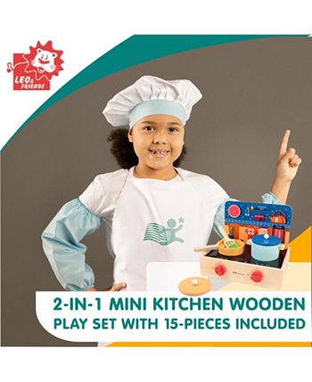 Leo & Friends 2-in-1 Mini Kitchen 15-Piece Wooden Play Set & Reviews ...