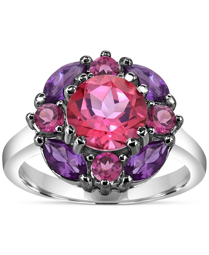 Macy's Multi-Gemstone Cluster Ring (3-7/8 ct. t.w.) in Sterling Silver ...