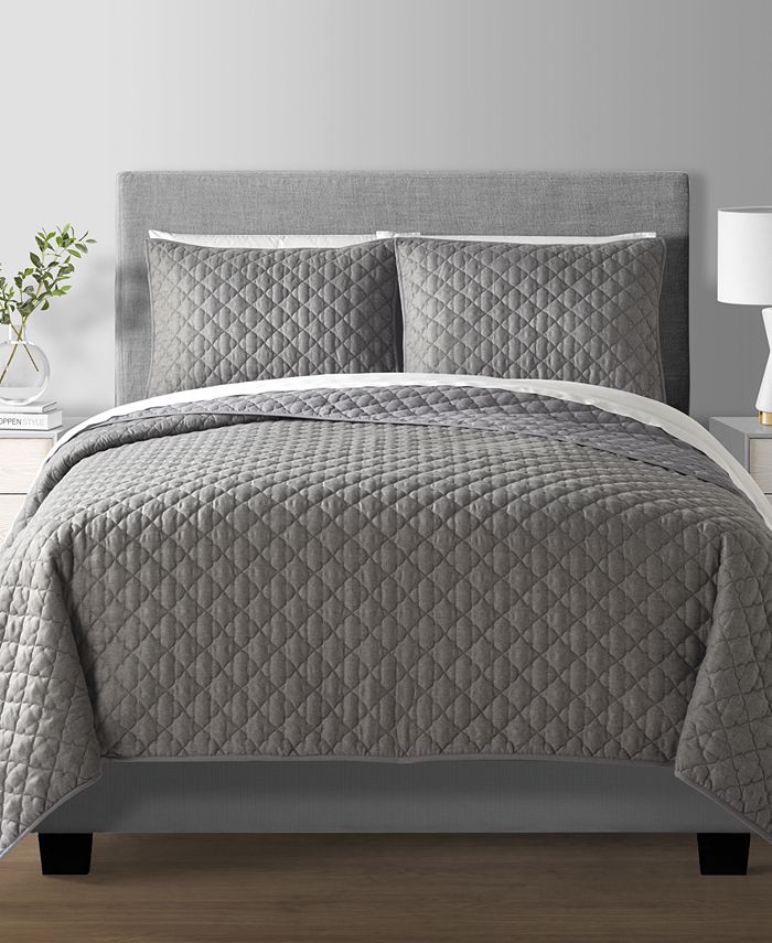 Sunham Solid King 3 Piece Quilt Set - Macy's