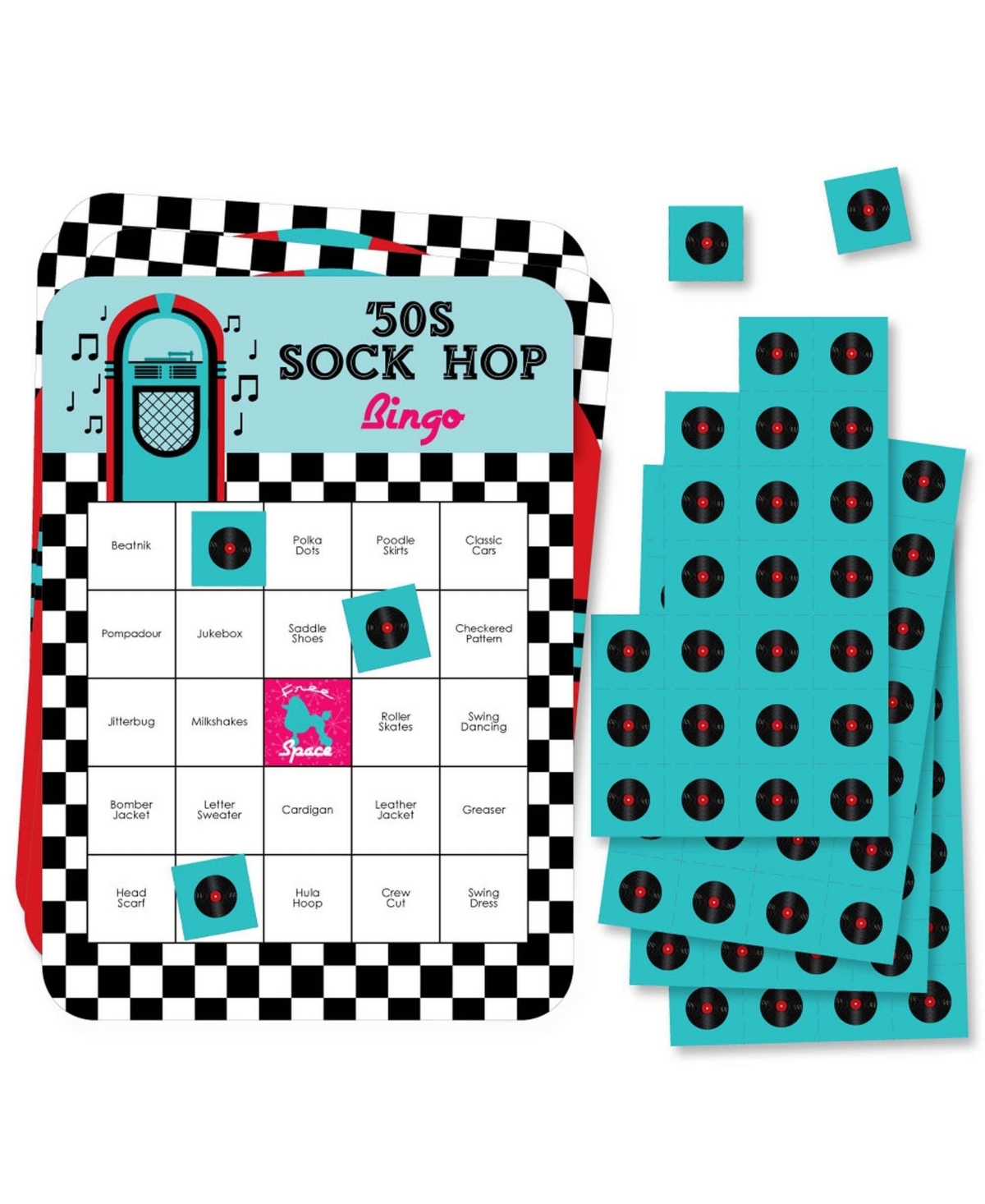 Big Dot Of Happiness 50's Sock Hop - Bar Bingo Cards & Markers - 1950s ...