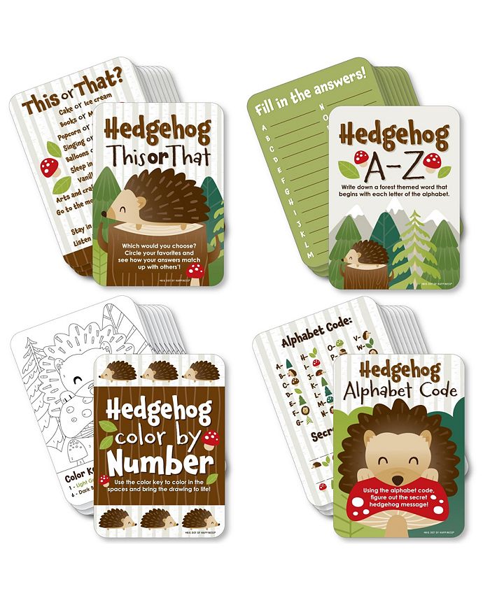 Big Dot of Happiness Forest Hedgehogs - 4 Birthday Party Games - 10 ...