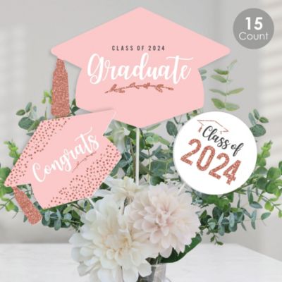 Big Dot of Happiness Rose Gold Grad - 2024 Graduation Centerpiece ...