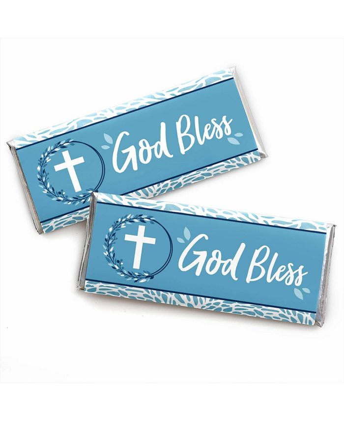 Big Dot of Happiness Blue Elegant Cross - Candy Bar Wrapper Boy ...