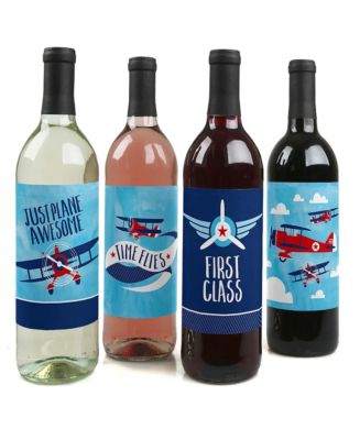 Taking Flight - Airplane - Party Decor - Wine Bottle Label Stickers - 4 ...