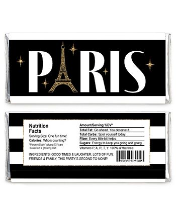 Big Dot of Happiness Stars Over Paris - Candy Bar Wrapper Parisian ...