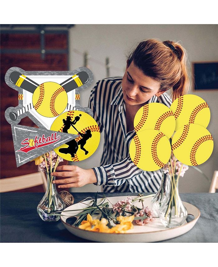 Big Dot of Happiness Grand Slam Fastpitch Softball Centerpiece Sticks ...