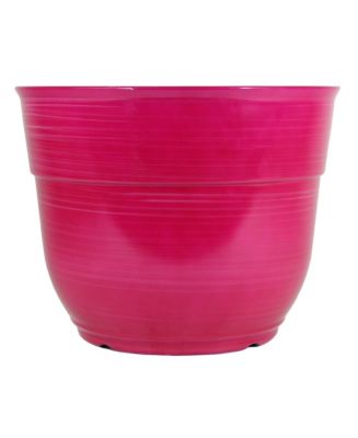 Garden Elements Glazed Brushed Happy Large Plastic Planter Bright Pink ...