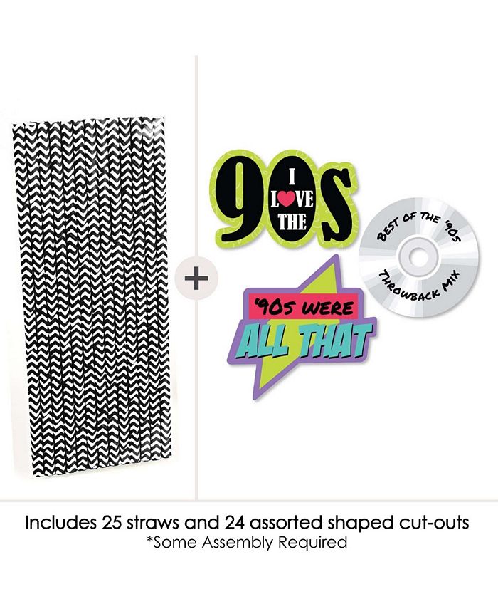 Big Dot of Happiness 90's Throwback - Paper Straw Decor - 1990s Party ...