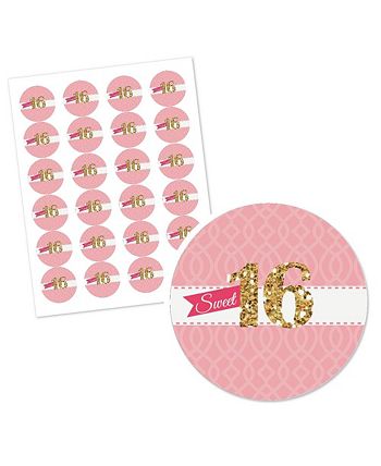 Big Dot of Happiness Sweet 16 - 16th Birthday Party Circle Sticker ...
