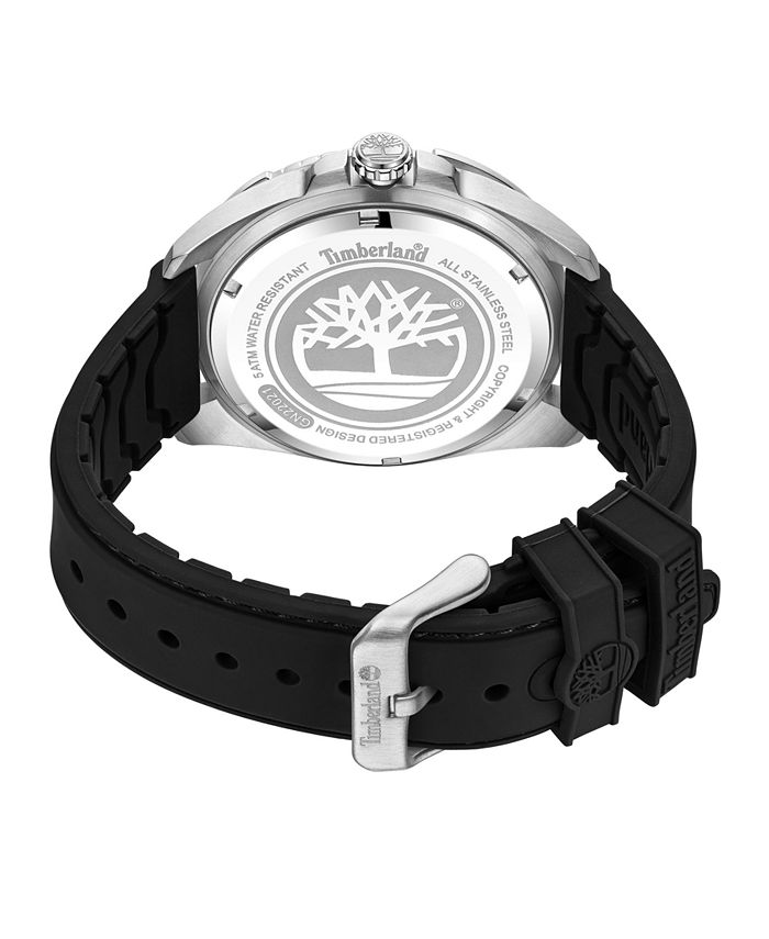 Timberland Men's Carrigan Black Silicon Strap Watch, 44mm - Macy's