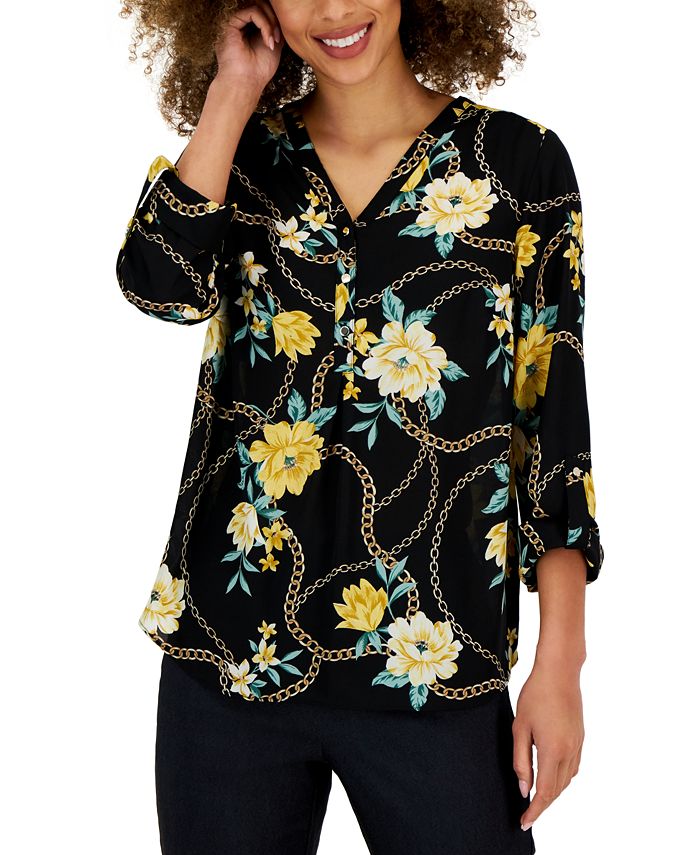 JM Collection Women's Gardenia-Print Utility Top, Created for Macy's ...