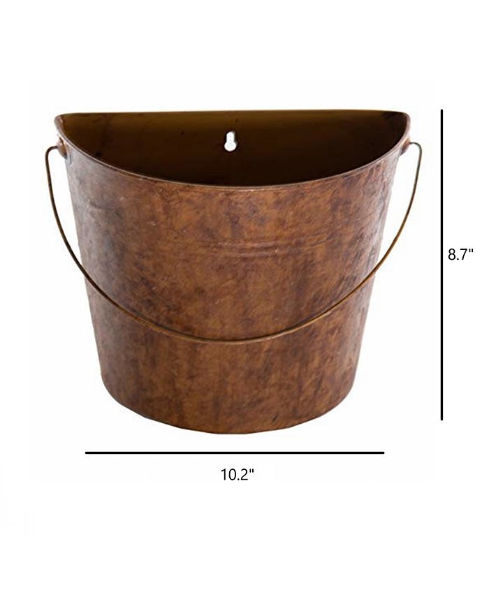 Gardener's Select Farmhouse Collection Half Round Wall Bucket, Rusty ...