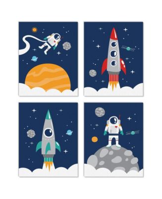 Big Dot of Happiness Blast Off to Outer Space Unframed Linen Paper Wall ...
