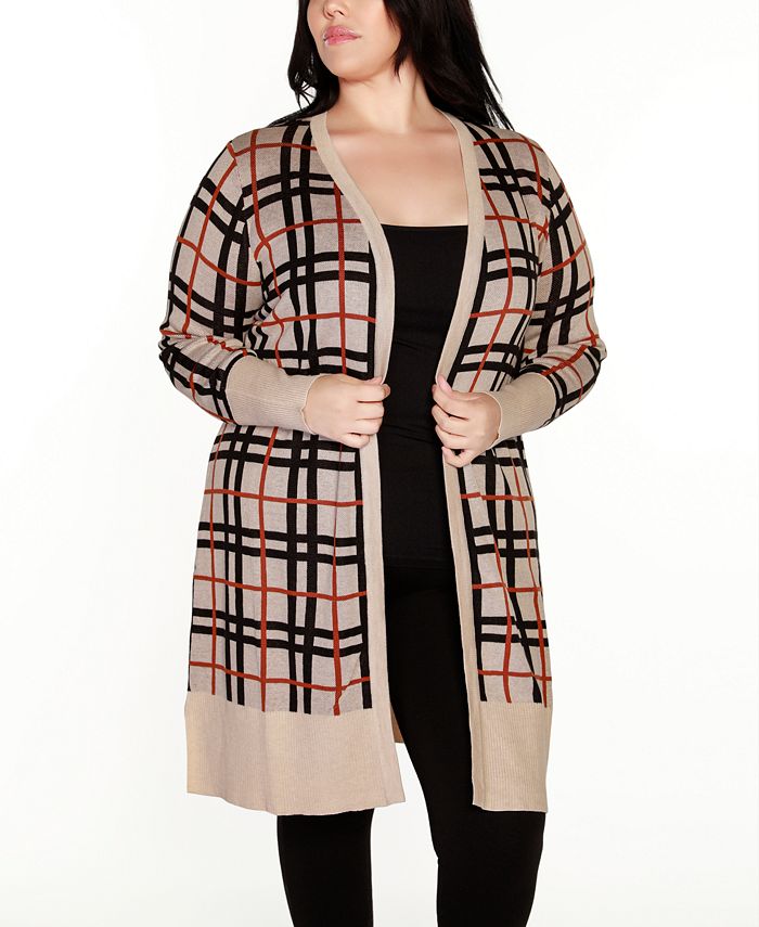 Belldini Plus Size Plaid Duster Cardigan - Macy's