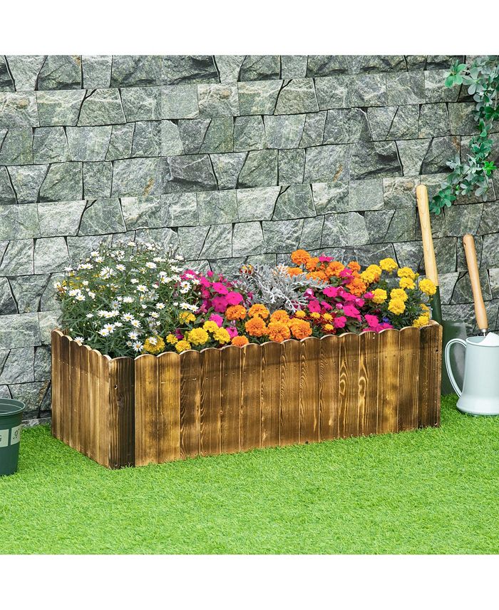 Outsunny Wooden Raised Garden Flower Bed Backyard Elevated Planter Box ...