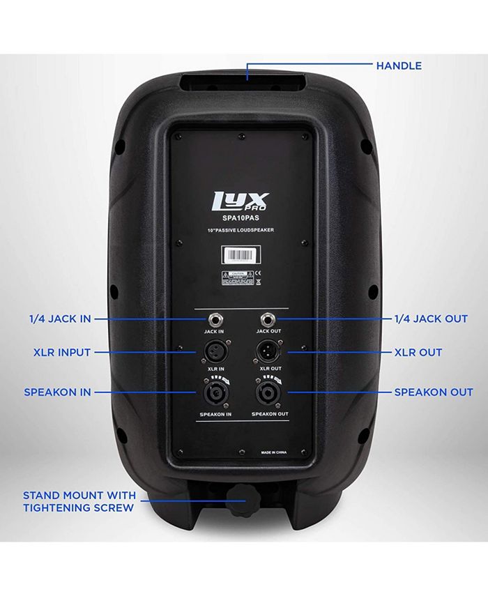 Lyxpro 10" Passive DJ Portable PA Speaker, Compact PA Speaker System ...