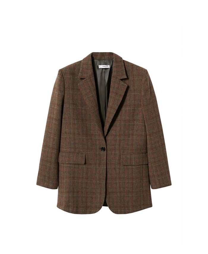 MANGO Women's Check Suit Blazer - Macy's