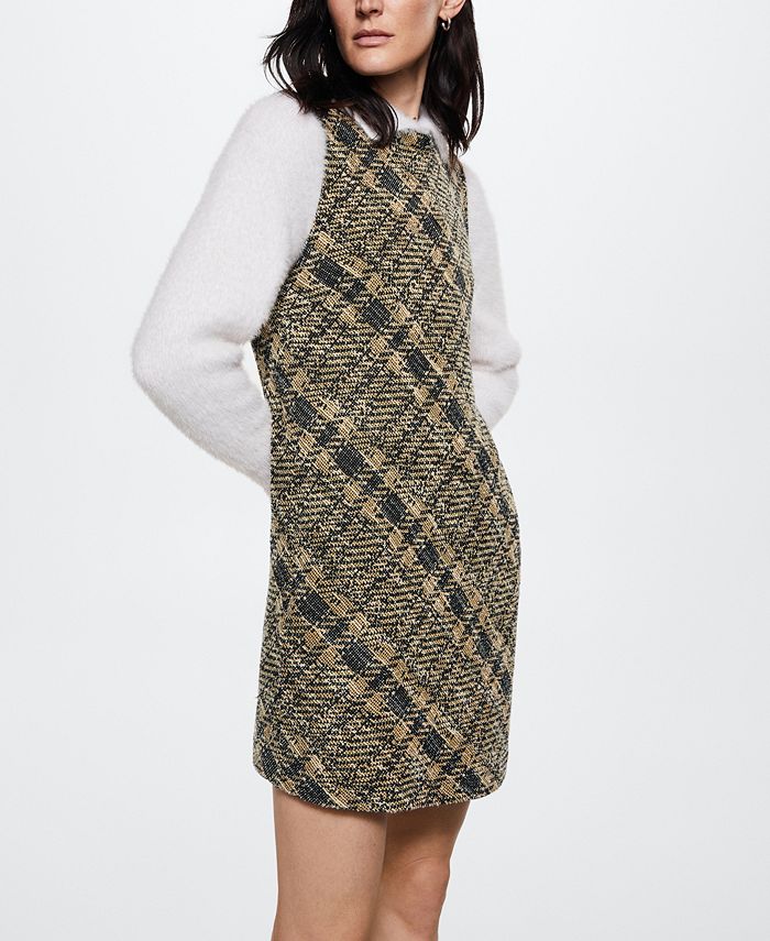 MANGO Women's Tweed Pinafore Dress - Macy's