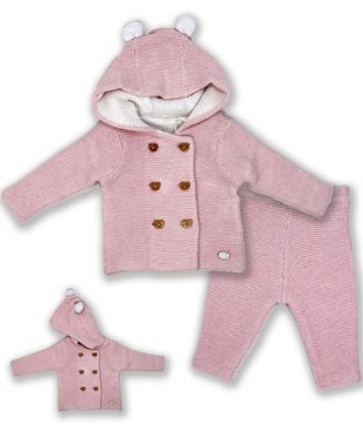 3 Stories Trading Baby Girls Knit Hooded Sweater and Pant, 2 Piece Set ...
