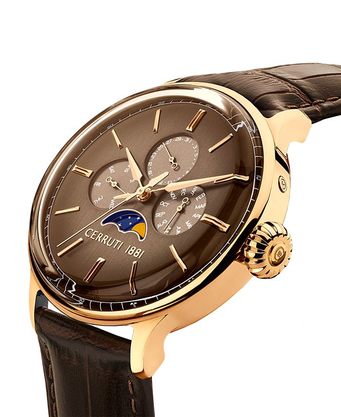 Cerruti 1881 Men's Dervio Collection Brown Dark Genuine Leather Strap ...