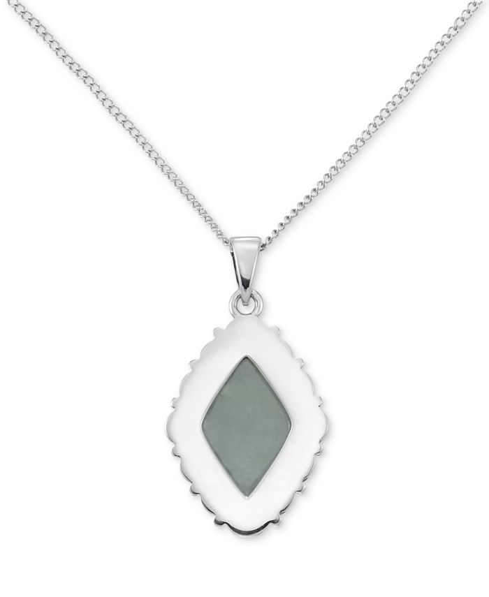 Macys Jade And Marcasite Frame 18 Pendant Necklace In Sterling Silver 9607