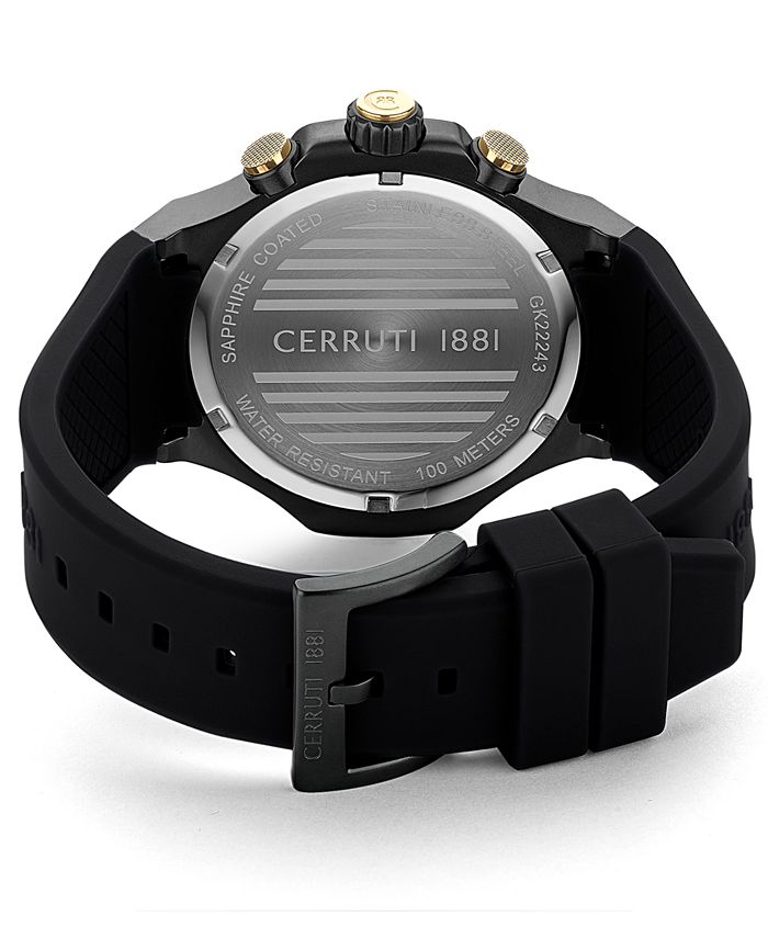 Cerruti 1881 Men's Lucardo Collection Black Silicone Strap Watch 44mm ...