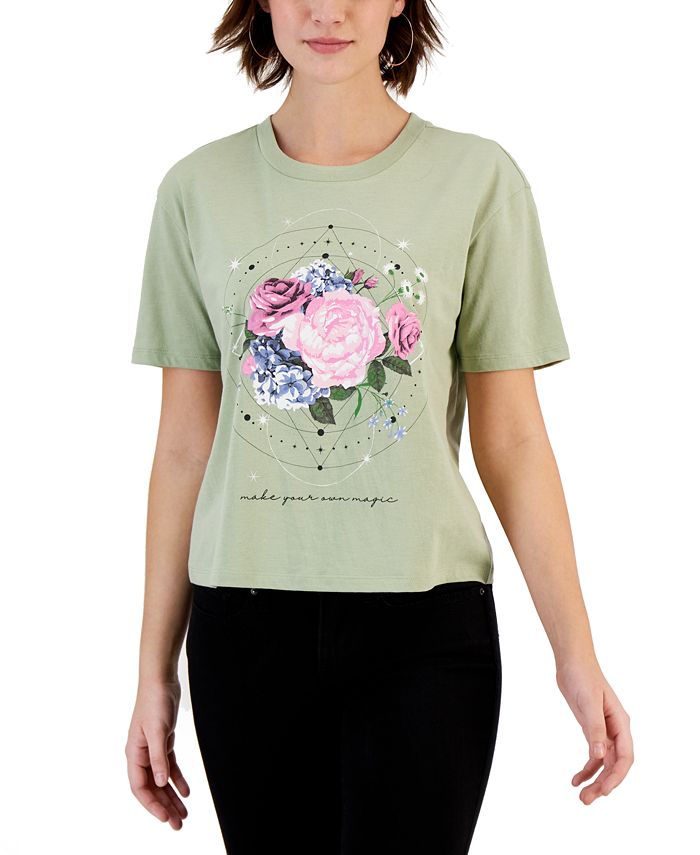 Rebellious One Juniors' Rose Celestial Graphic T-Shirt - Macy's