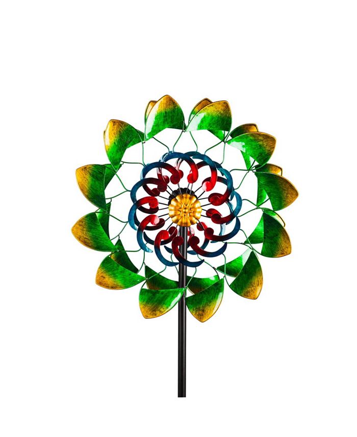 Evergreen 75"H Wind Spinner, Green Flower Center Swirl- - Macy's