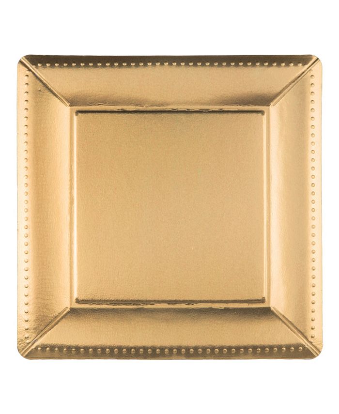 Smarty Had A Party 13" Gold Square Edge Beaded Disposable Paper Charger ...