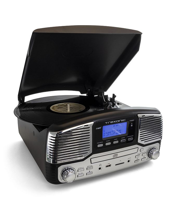 Trexonic Retro Wireless Bluetooth Record and CD Player - Macy's