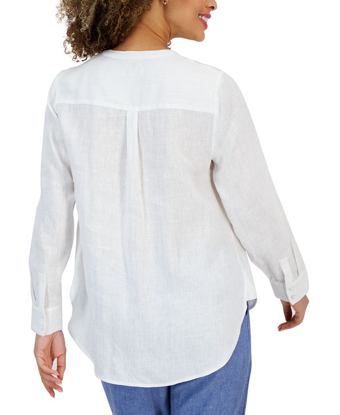 Charter Club Women's Linen Split-Neck Tunic, Created for Macy's - Macy's