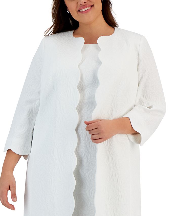 Kasper Plus Size Scallop-Trimmed Topper Jacket - Macy's