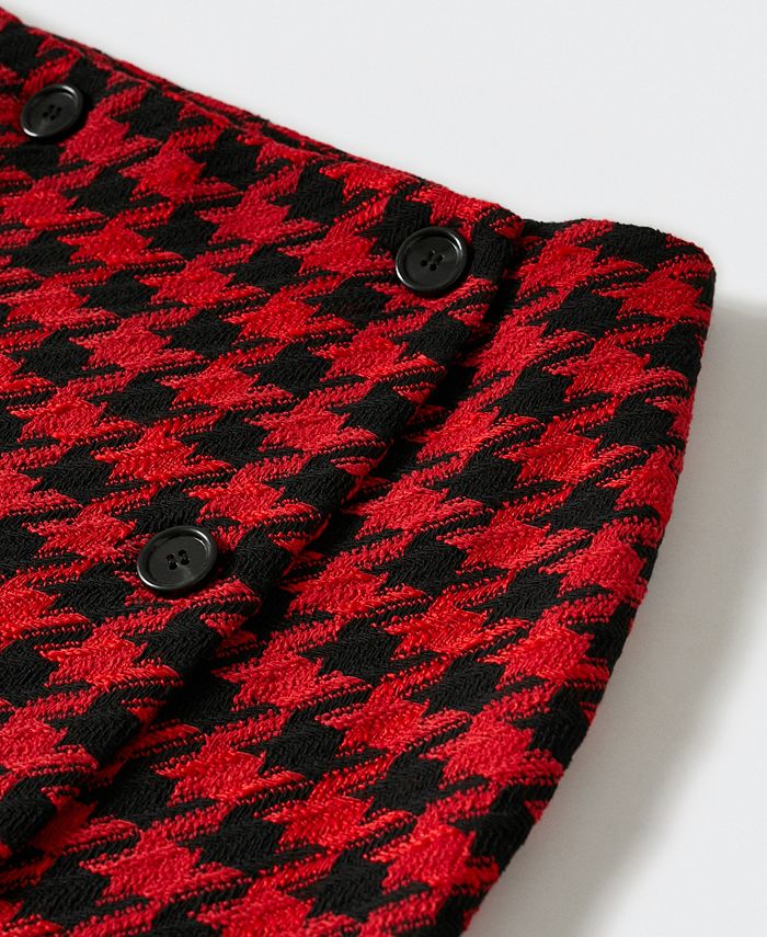 MANGO Women's Mini Skirt Houndstooth Buttons - Macy's