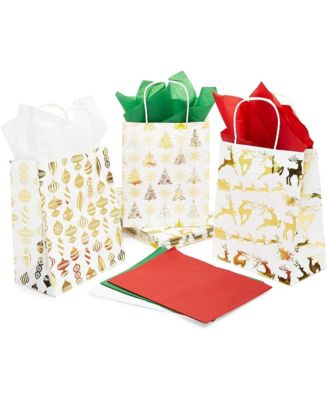 Sparkle and Bash 15 Christmas Party Gift Bags, 24 Sheets of Tissue ...