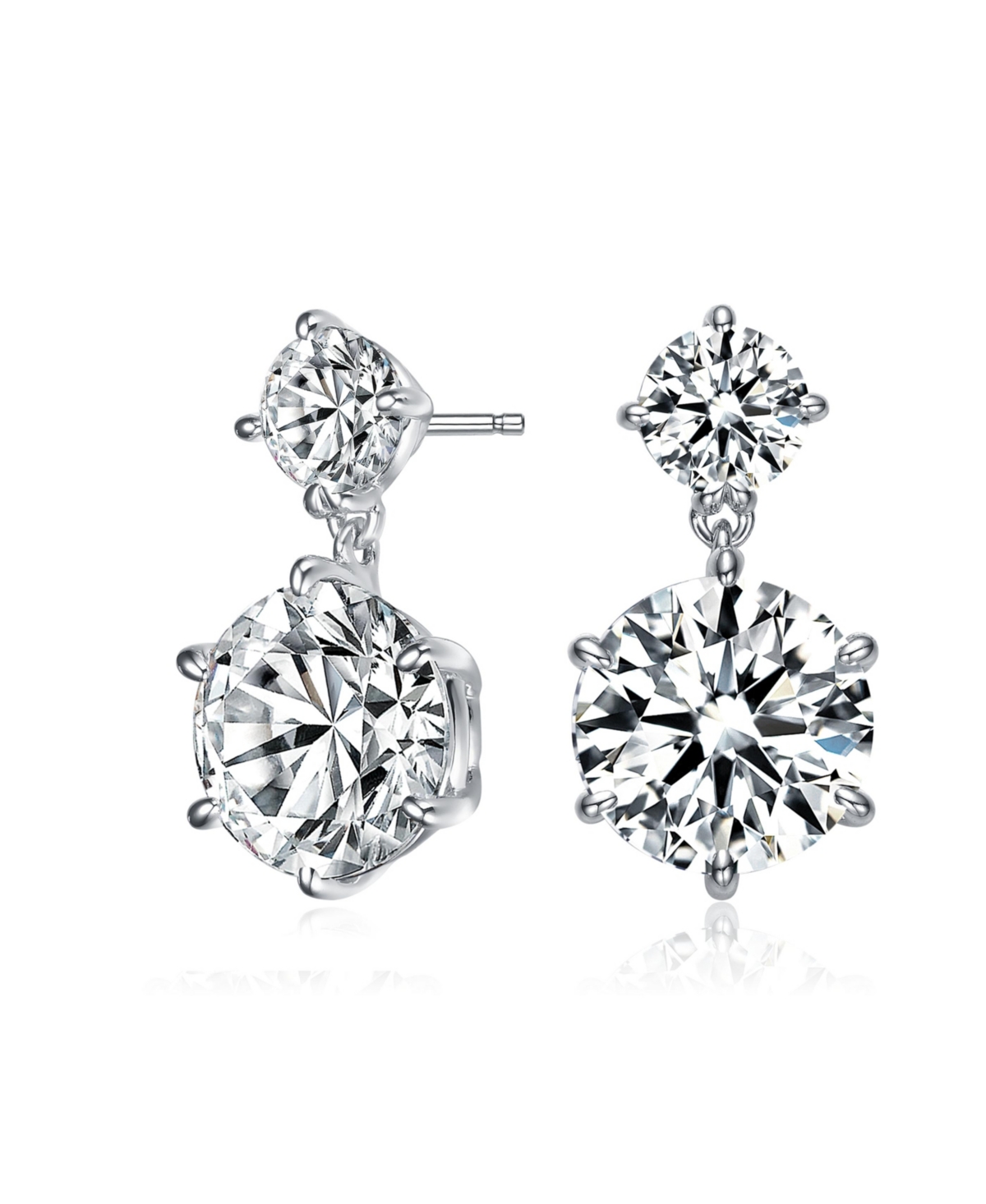Click here for Sterling Silver with Rhodium Plated Clear Round Cu... prices