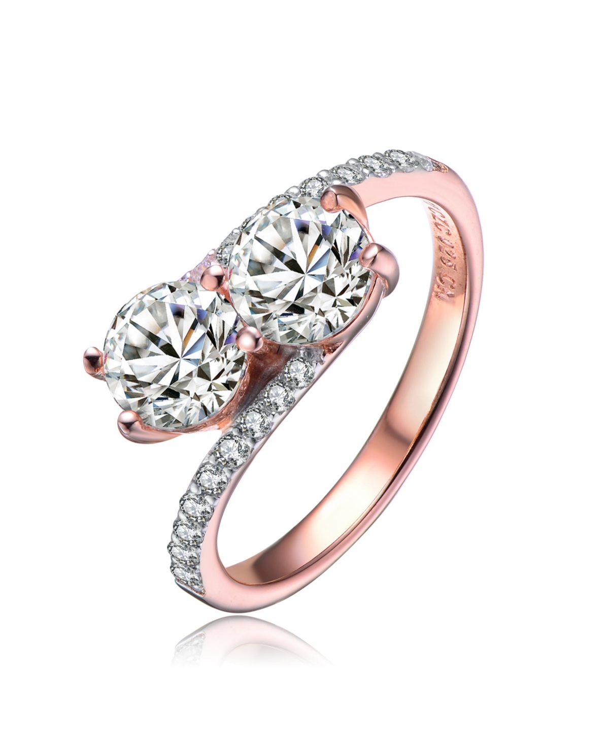 Click here for Sterling Silver with Rose Gold Plated Two Clear Ro... prices