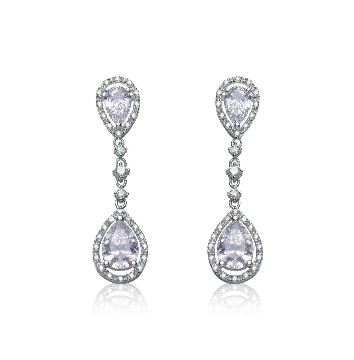 Click here for Cubic Zirconia Sterling Silver Rhodium Plated Pear... prices